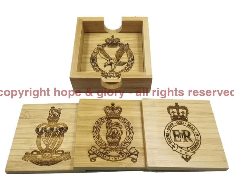 Armed Forces Unit Badge Engraved Bamboo Coasters – Fat Chimp Forces ...
