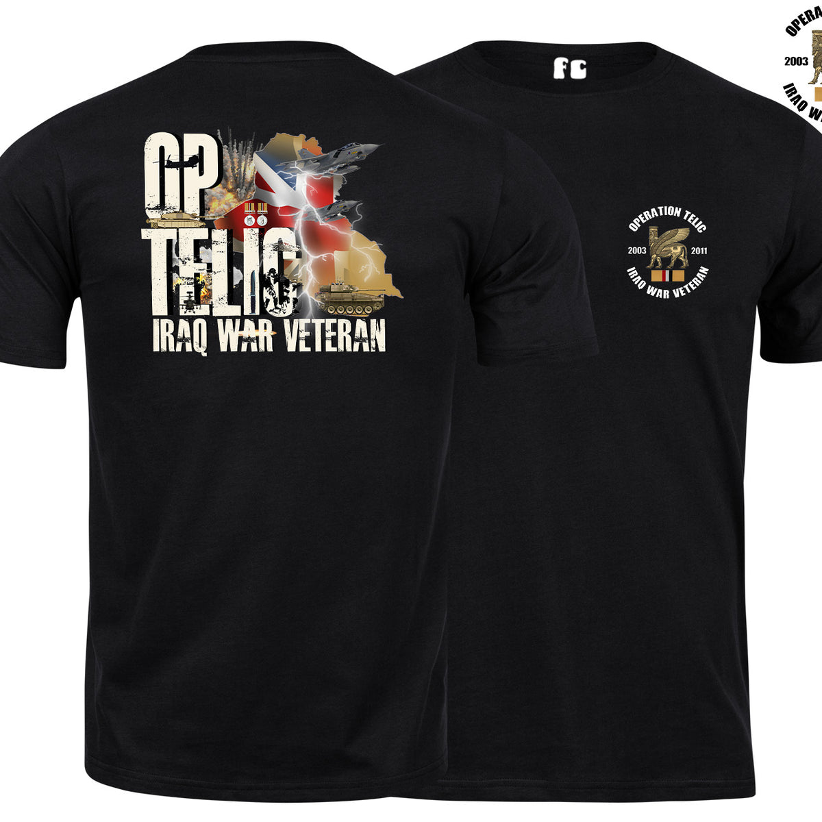 OP Telic Iraq War Zone Veteran Double Side Printed T-Shirt – Fat Chimp ...