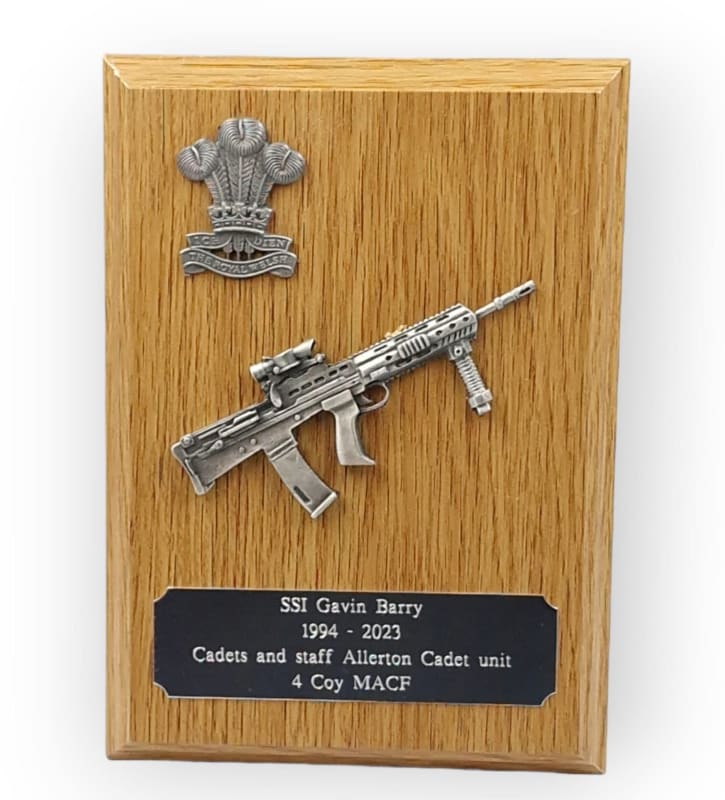 SA80 RIFLE and CAP BADGE Walnut Military Plaque – Fat Chimp Forces Wear ...