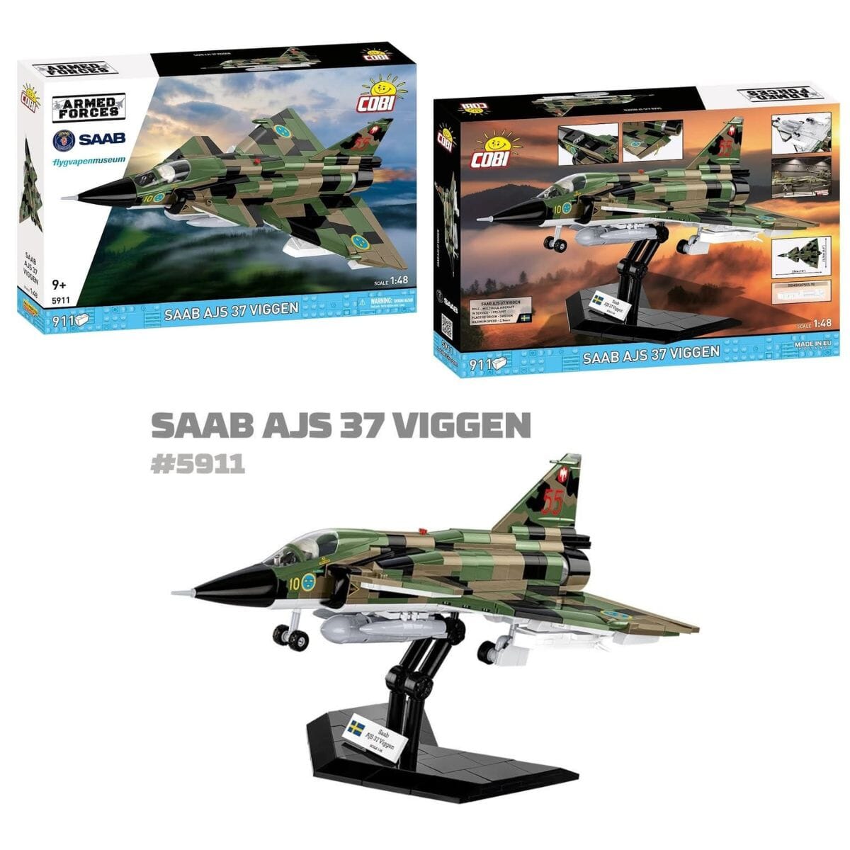 Saab AJS37 Viggen brick plane model - COBI 5911 - 910 bricks – Fat ...