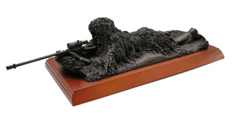 Sniper Prone in Ghillie Cold Cast Bronze Figurine – Fat Chimp Forces ...
