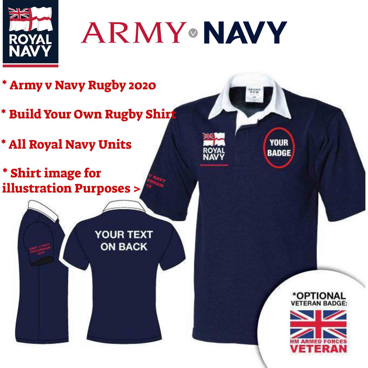 Royal Navy Army V Navy Short Sleeve Rugby Shirt – Fat Chimp Forces Wear ...